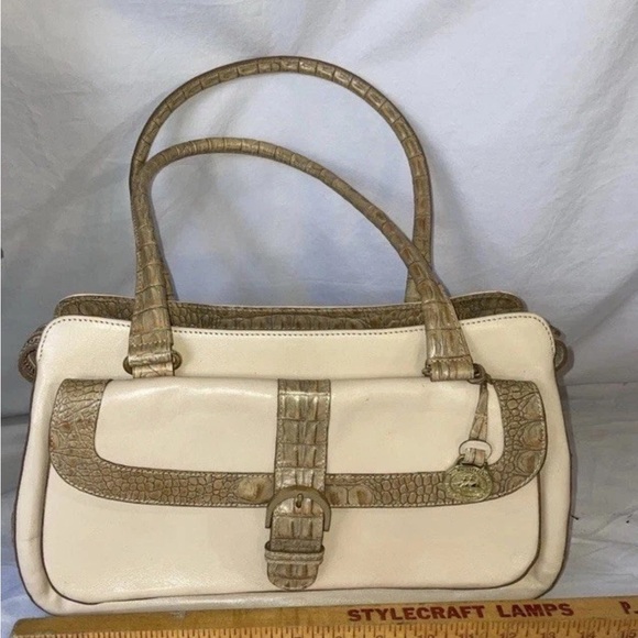 Brahmin | Bags | Brahmin Embossed Leather Bag In Cream And Brown ...